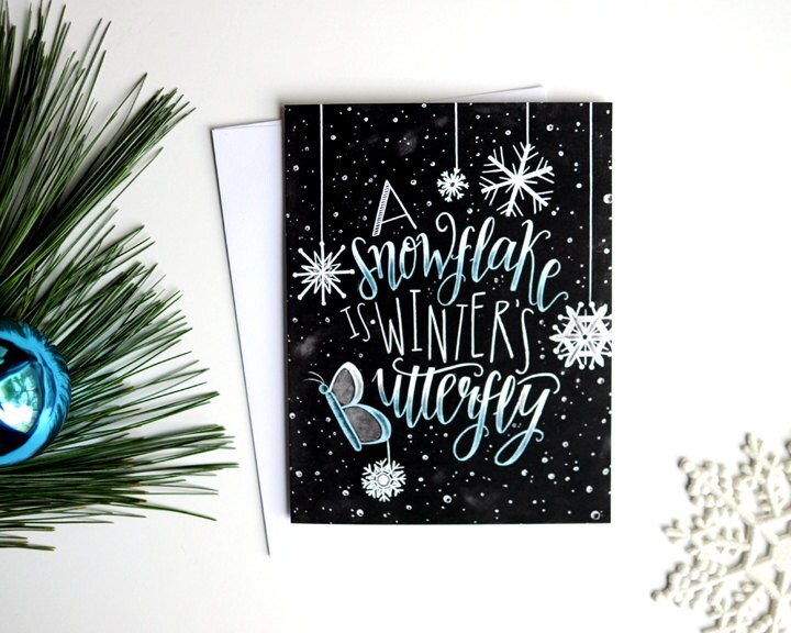 Snowflake Card, Winter Card, Holiday Card, Chalk Art, Chalkboard Art, A ...