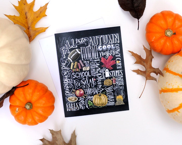 Fall Card Autumn Card Chalkboard Art Chalk Art Chalkboard - Etsy