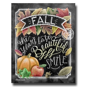 Fall Decor, Fall Quote, Fall Art, Chalkboard Art, Chalk Art, Typography ...