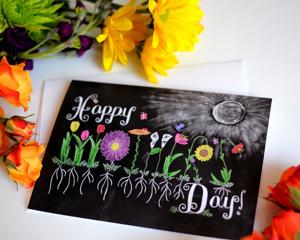 Mothers Day Card Chalkboard Card Unique Card Spring Flowers - Etsy Canada