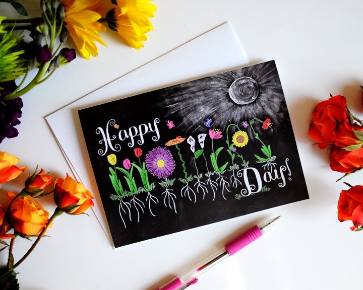 Mothers Day Card Chalkboard Card Unique Card Spring Flowers - Etsy Canada