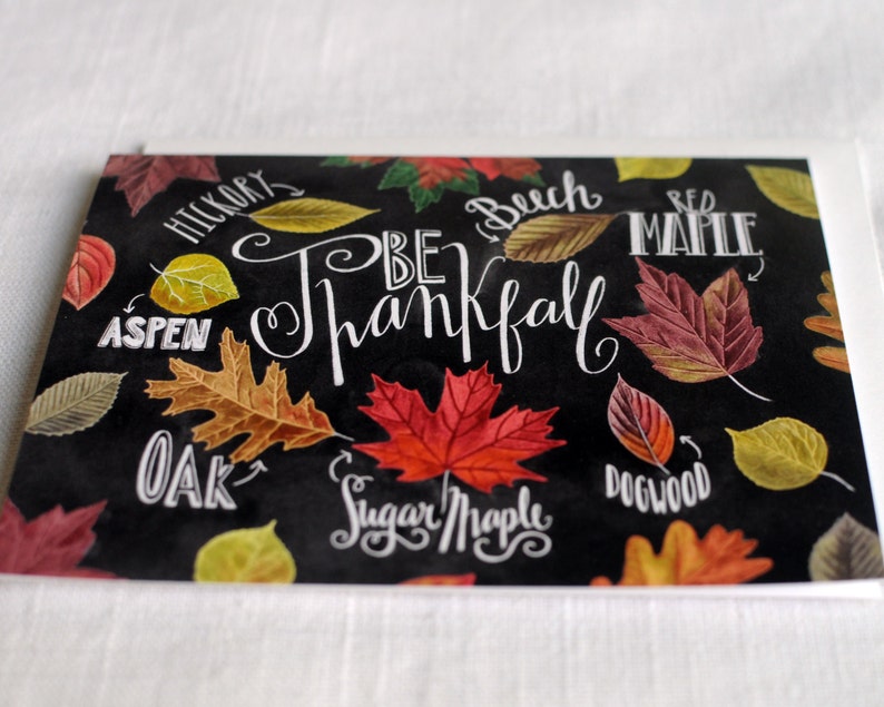 Fall Card Thanksgiving Card Fall Leaves Chalkboard Art - Etsy