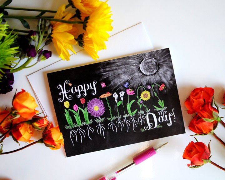 Mothers Day Card Chalkboard Card Unique Card Spring Flowers - Etsy Canada