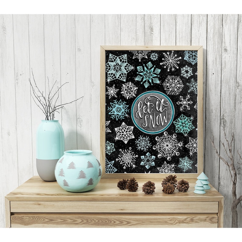 Let It Snow Snowflake Art Christmas Art Snowflake Print - Etsy