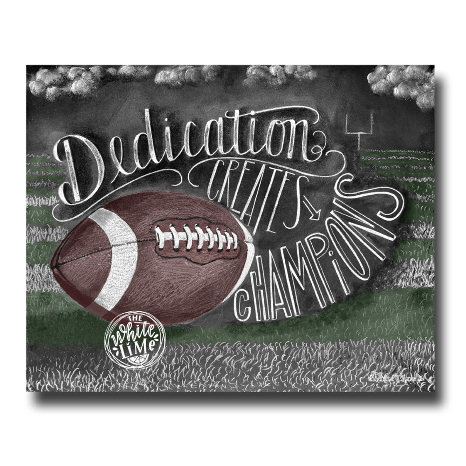 Sports Wall Art for Kids Room, Football Chalk Art Print, Motivational ...