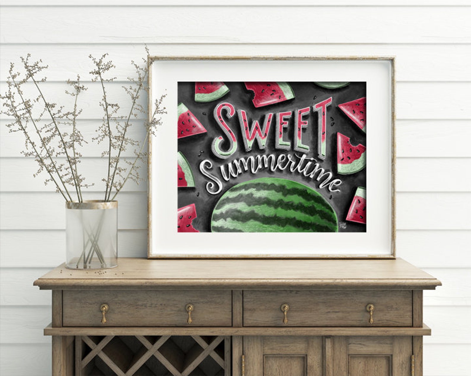 Summer Print, Watermelon Art, Summer Decor, Chalkboard Art, Chalk Art ...