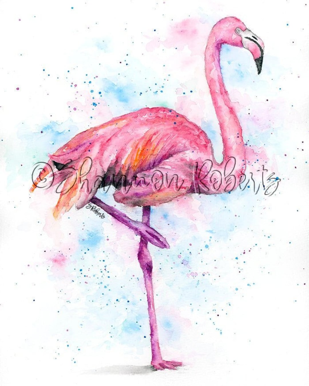 Flamingo Watercolor Art Print, Tropical Bird Wall Decor - Etsy