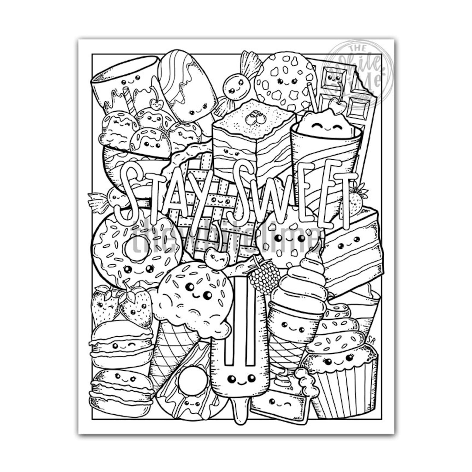 Dessert Coloring Page, Kawaii Dessert Coloring Page, Coloring Pages for ...