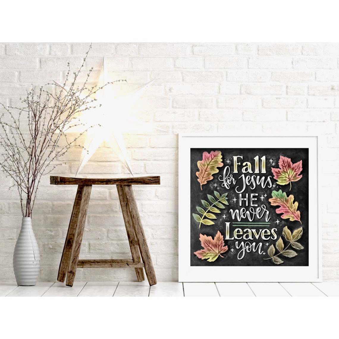 Fall for Jesus He Never Leaves Chalkboard Art Chalk Art - Etsy