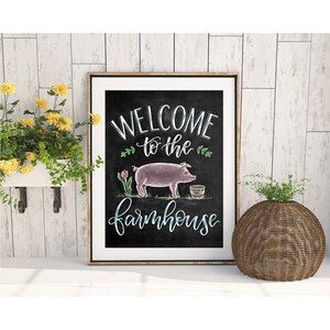 Farmhouse Wall Decor, Farmhouse Sign, Welcome to the Farmhouse, Pig Art ...