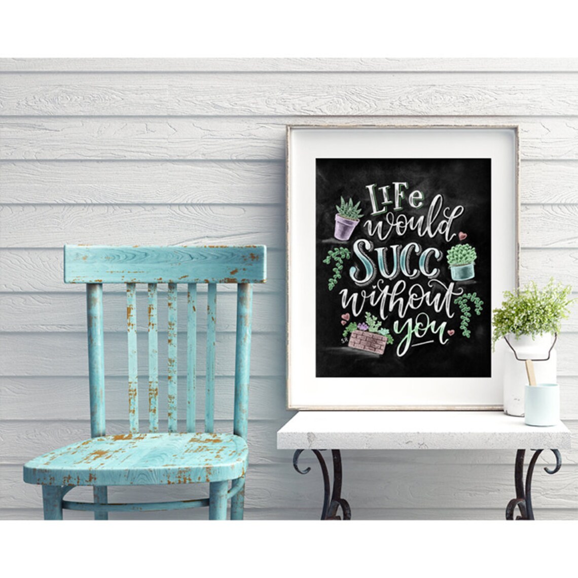 Succulent Gift Love Sign Chalkboard Art Succulent Art - Etsy