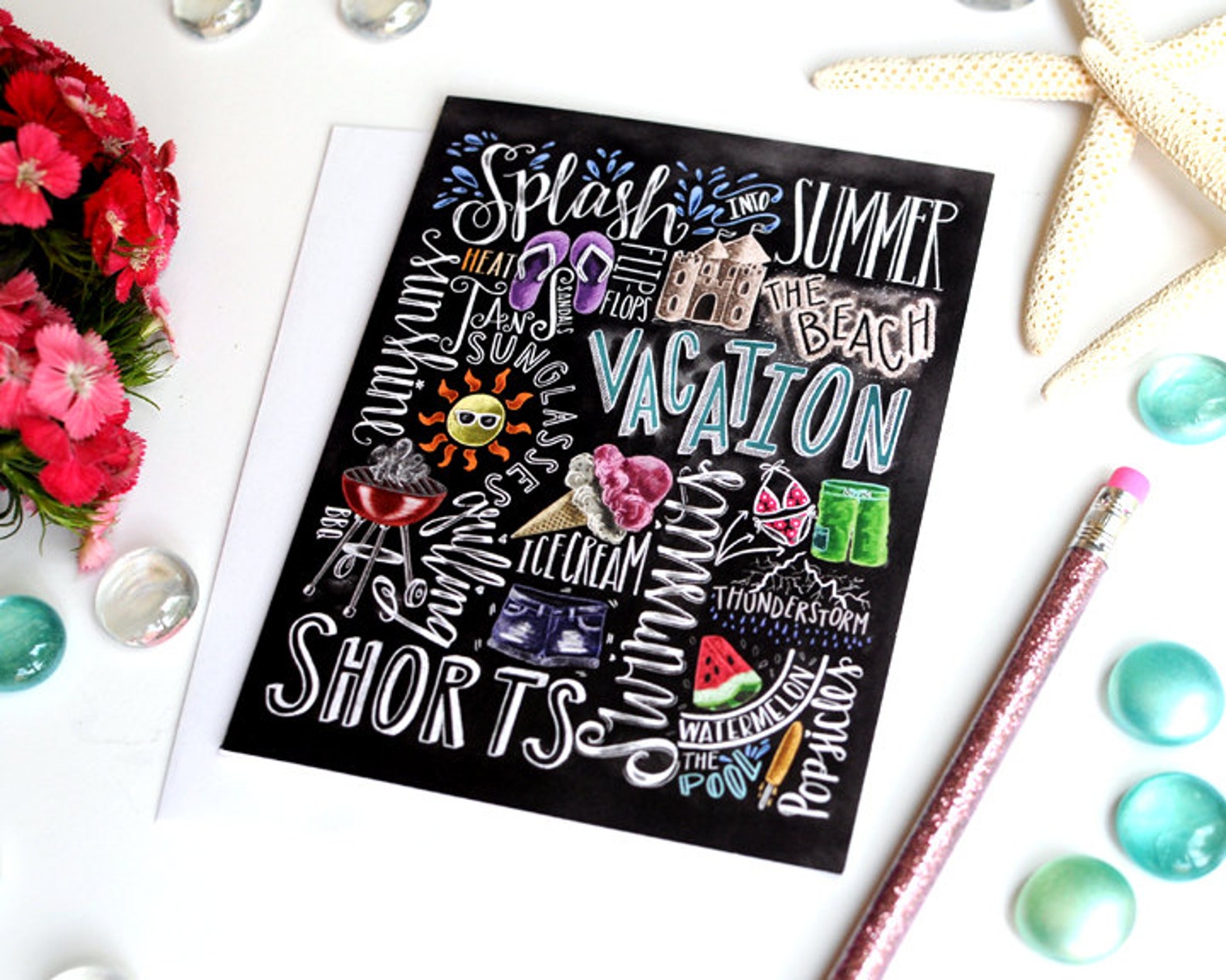 Summer Card, Chalkboard Art, Chalk Art, Chalkboard Sign, Typography ...