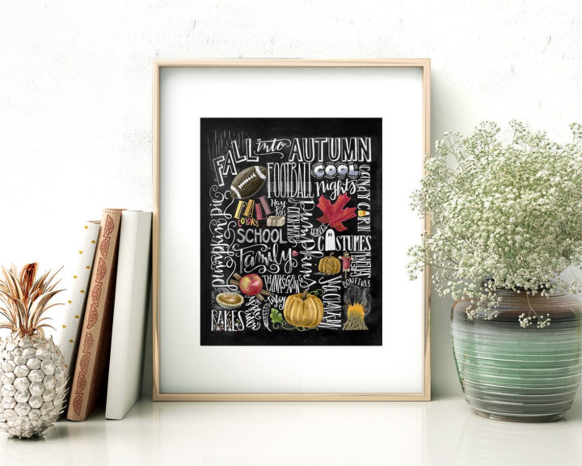 Fall Decor Fall Word Art Fall Art Chalkboard Art Chalk | Etsy