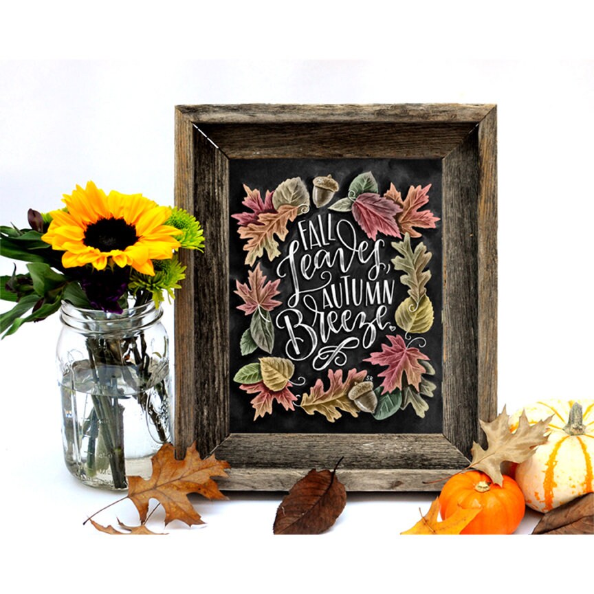 Fall Sign Fall Breeze Autumn Leaves Chalkboard Art Chalk - Etsy UK