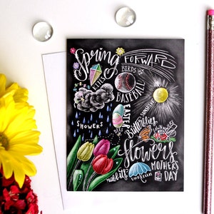 Spring Card, Chalkboard Art, Chalk Art, Chalkboard Sign, Typography ...