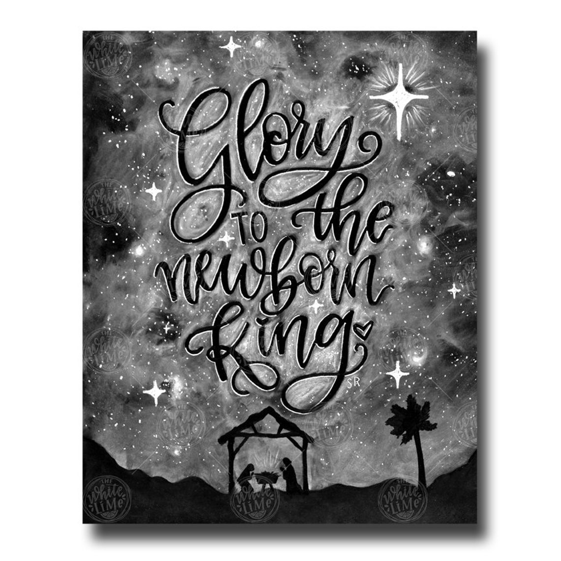 Glory to the Newborn King Sign, Nativity Wall Art, Chalkboard Art ...