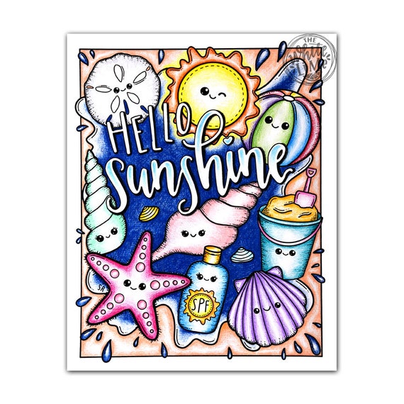 Hello Sunshine Coloring Page Cute Kawaii Coloring Page For