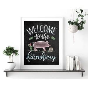 Farmhouse Wall Decor, Farmhouse Sign, Welcome to the Farmhouse, Pig Art ...