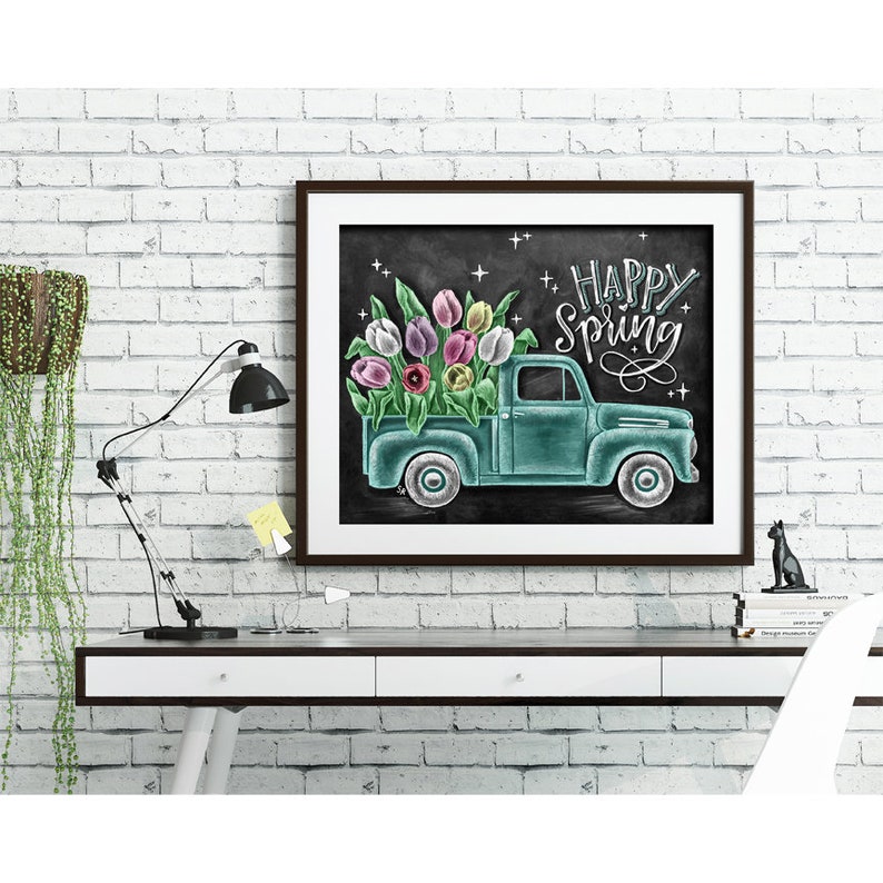 Spring Decor Happy Spring Spring Sign Chalk Art Chalkboard - Etsy