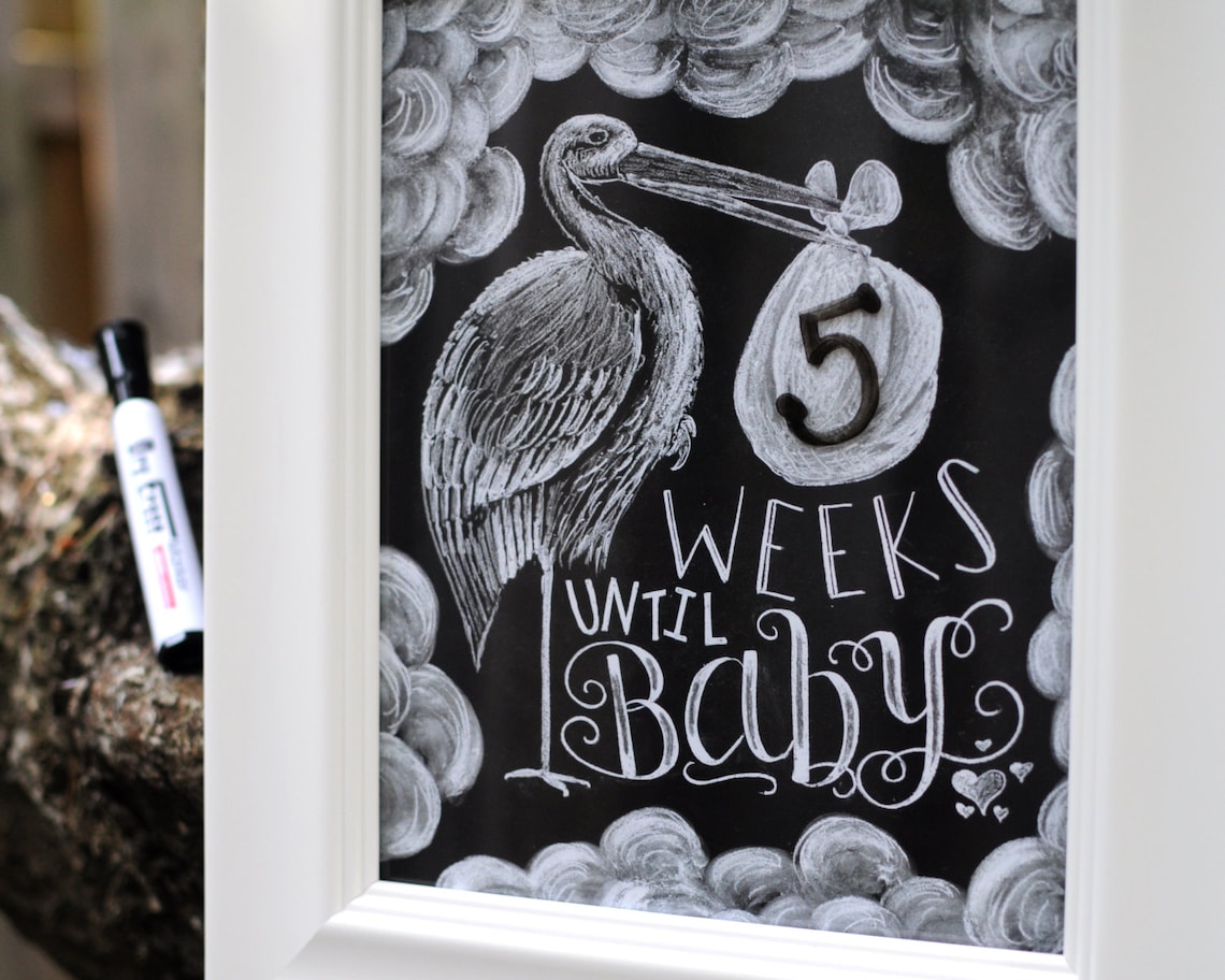 Baby Countdown Baby Countdown Chalkboard Pregnancy - Etsy