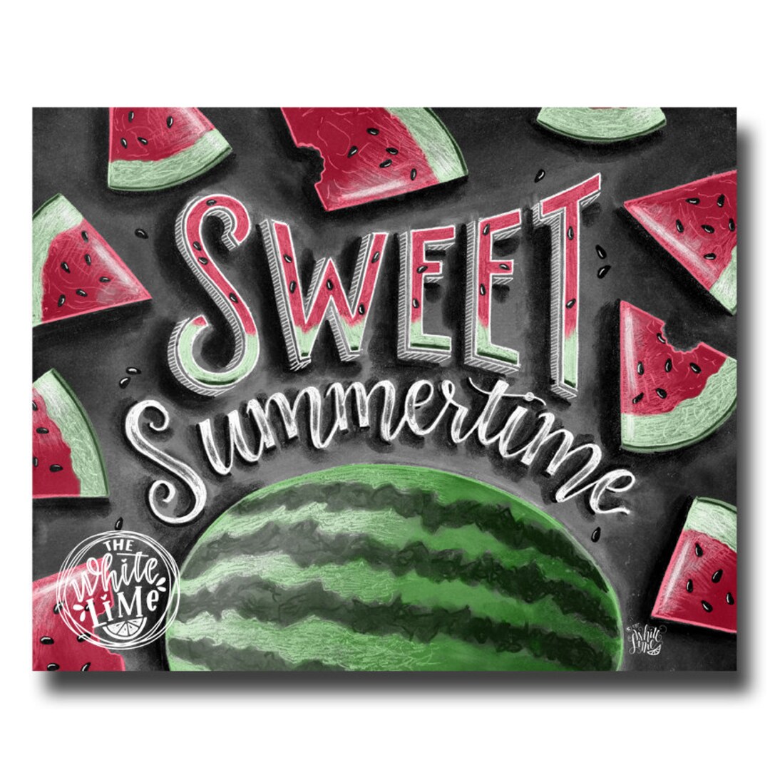 Summer Print, Watermelon Art, Summer Decor, Chalkboard Art, Chalk Art ...