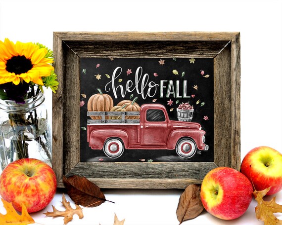 Fall Sign Chalkboard Art Chalk Art Fall Decor Hello Fall | Etsy