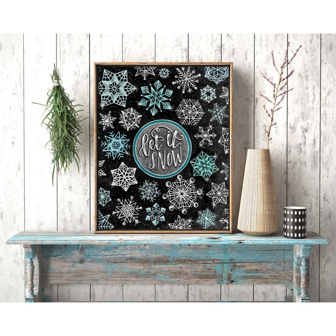Let It Snow Snowflake Art Christmas Art Snowflake Print | Etsy