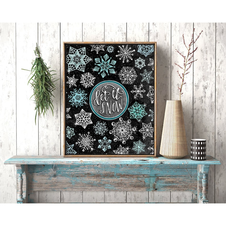 Let It Snow Snowflake Art Christmas Art Snowflake Print - Etsy