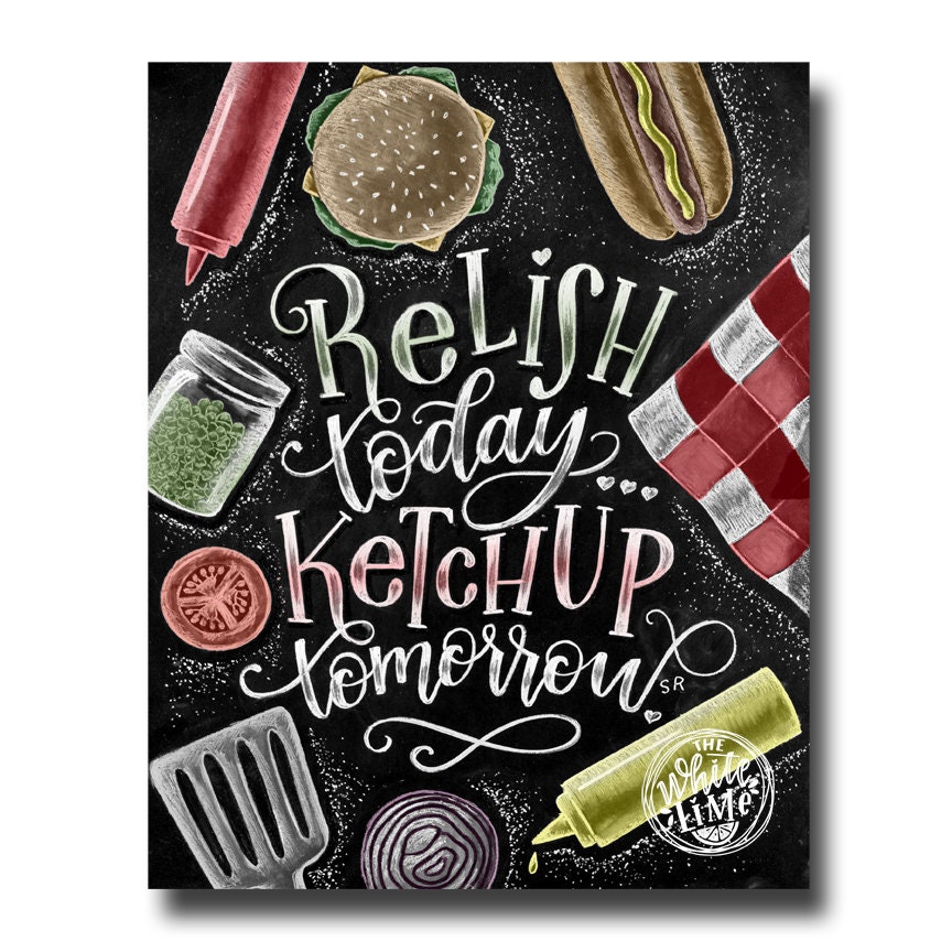 Summer Print Grill Gift Relish Today Ketchup Tomorrow | Etsy