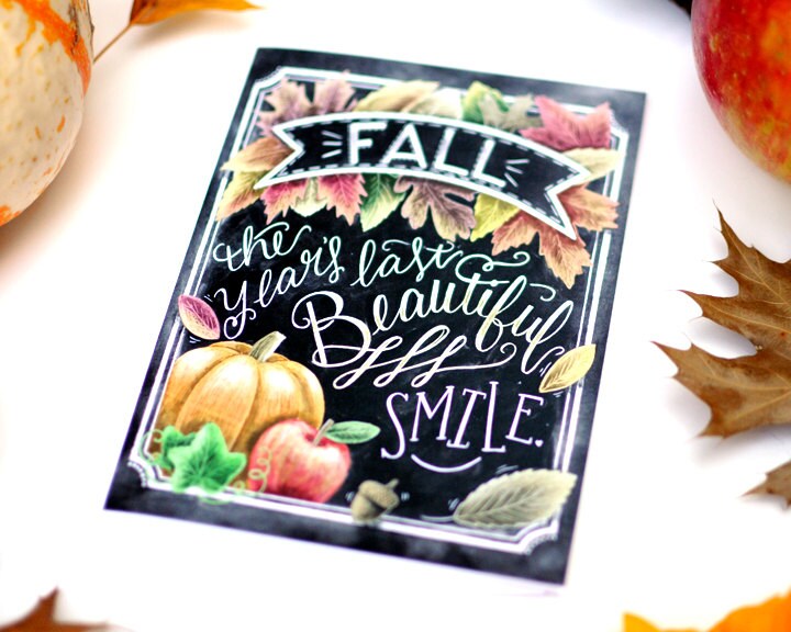 Fall Card Autumn Card Chalkboard Art Chalk Art Chalkboard - Etsy