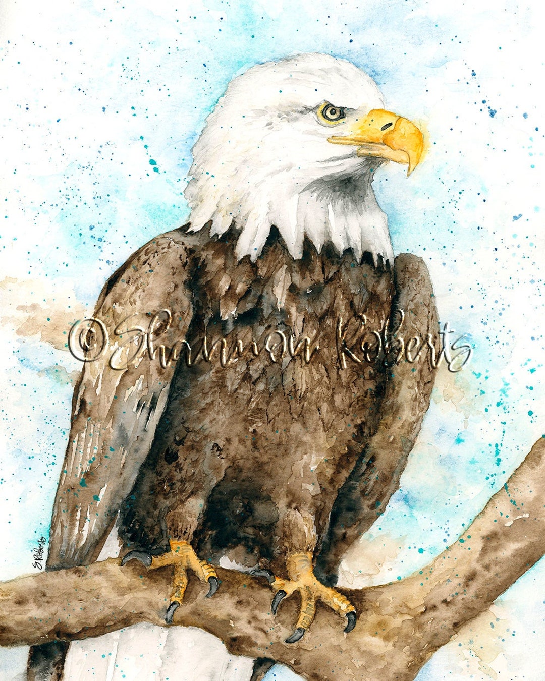 Bald Eagle Art, Bald Eagle Painting, Eagle Watercolor Print, Bald Eagle ...