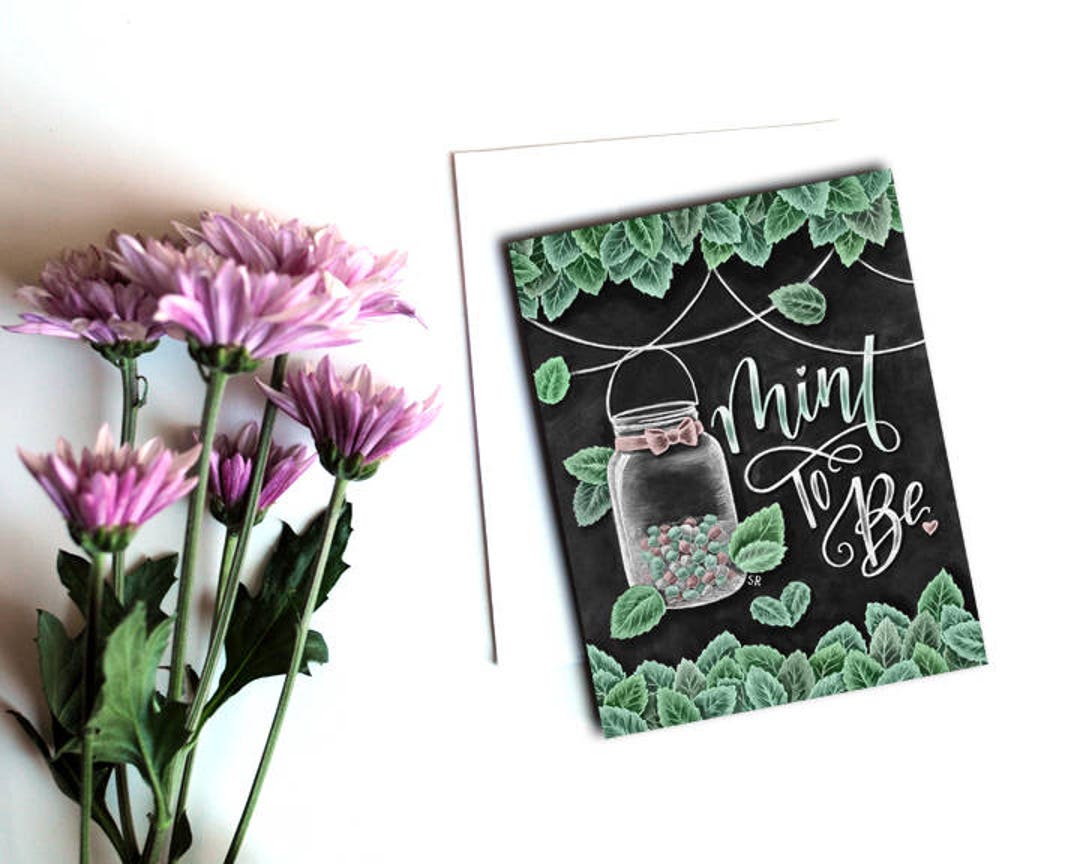 Mint to Be Card, Pun Love Card, Valentine's Day Card, Chalkboard Card ...