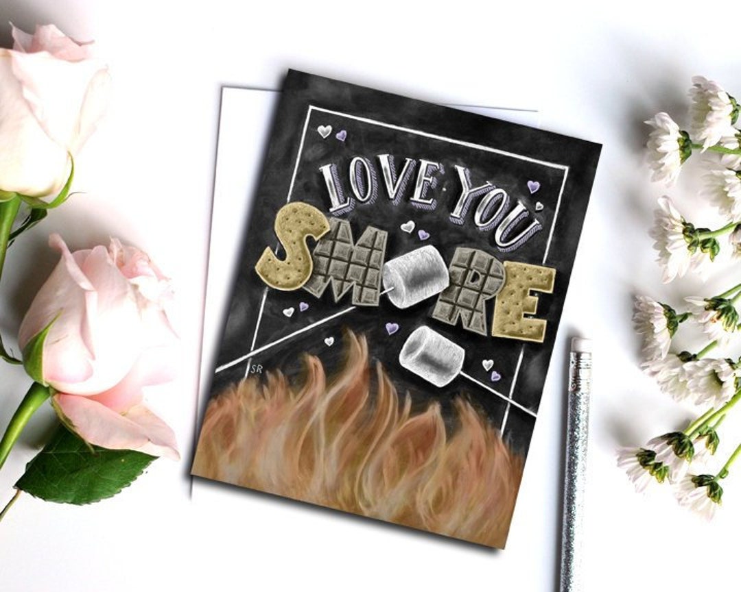 Love You Smore Card, Love Card, Valentine's Day Card, Chalkboard Card ...