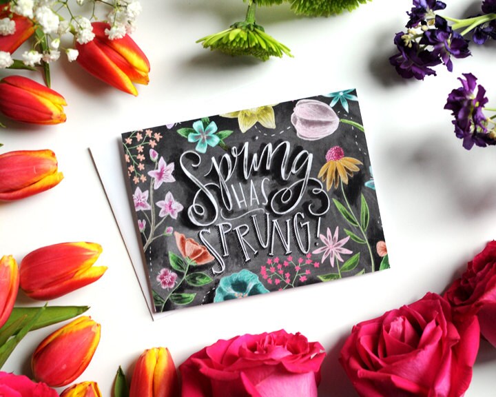 Spring Art Floral Art Spring Card Floral Card Chalkboard - Etsy