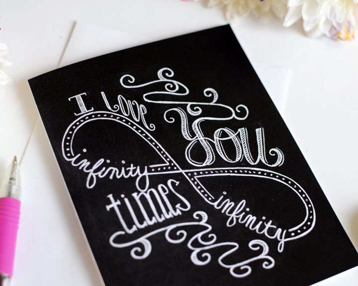 I Love You Infinity Chalkboard Card, Anniversary Gift - Etsy