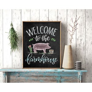 Farmhouse Wall Decor, Farmhouse Sign, Welcome to the Farmhouse, Pig Art ...