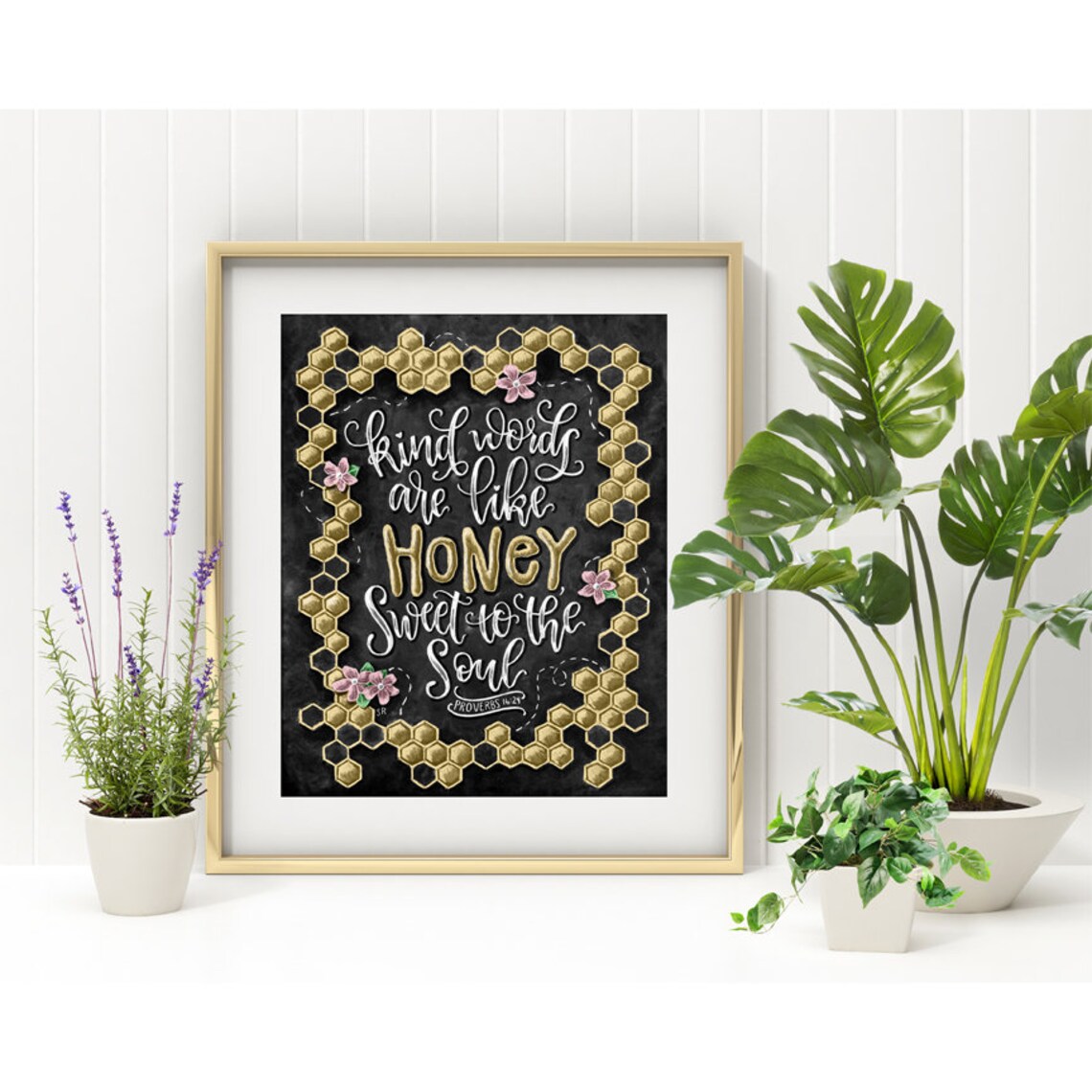 Bible Verse Wall Art, Kind Words Are Like Honey Sweet to the Soul ...