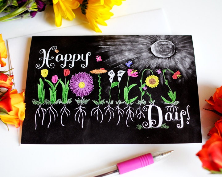 Mothers Day Card Chalkboard Card Unique Card Spring Flowers - Etsy Canada