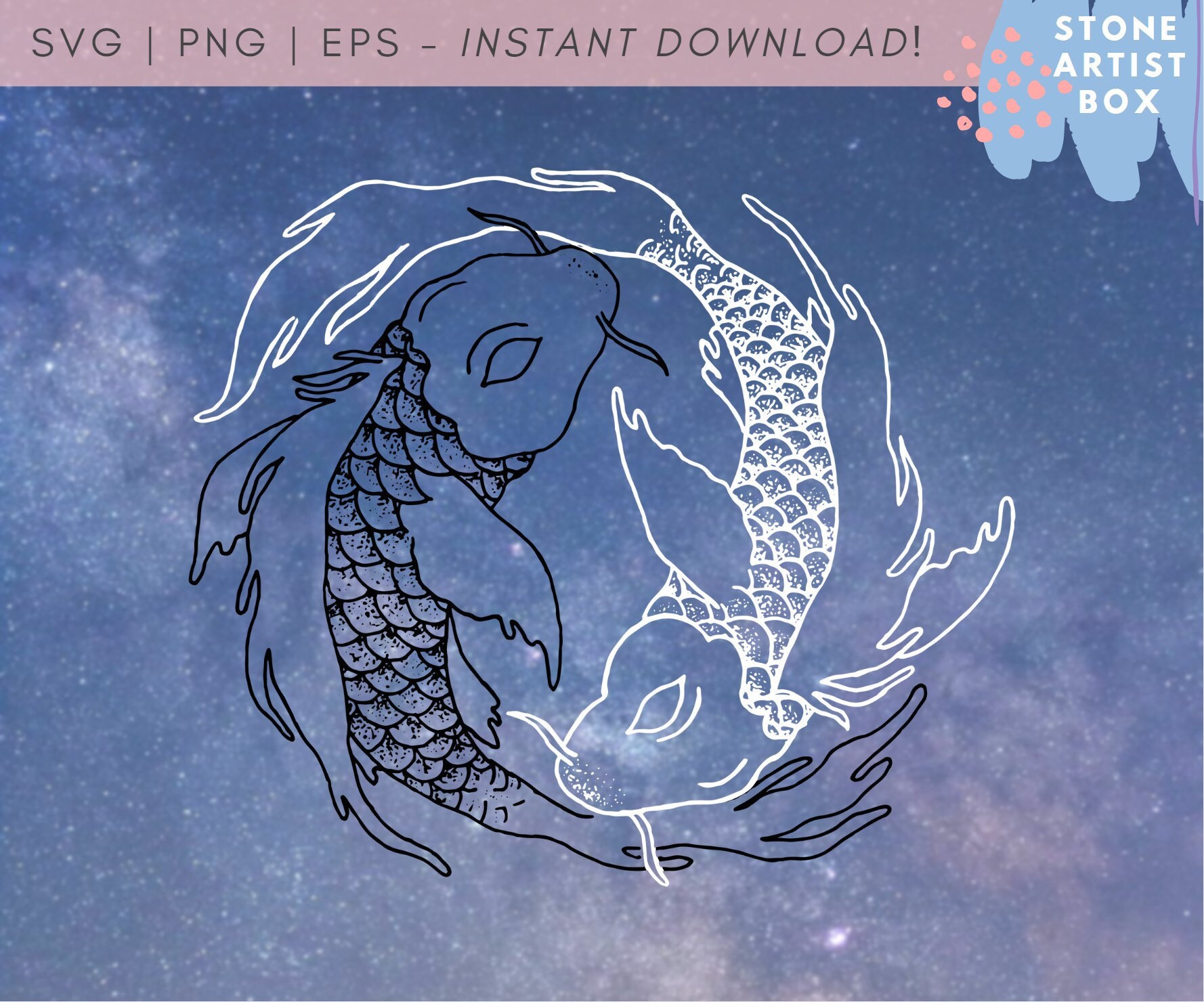 Koi Fish Clipart SVG, Hand-drawn Illustration, Pisces Zodiac, Fish ...