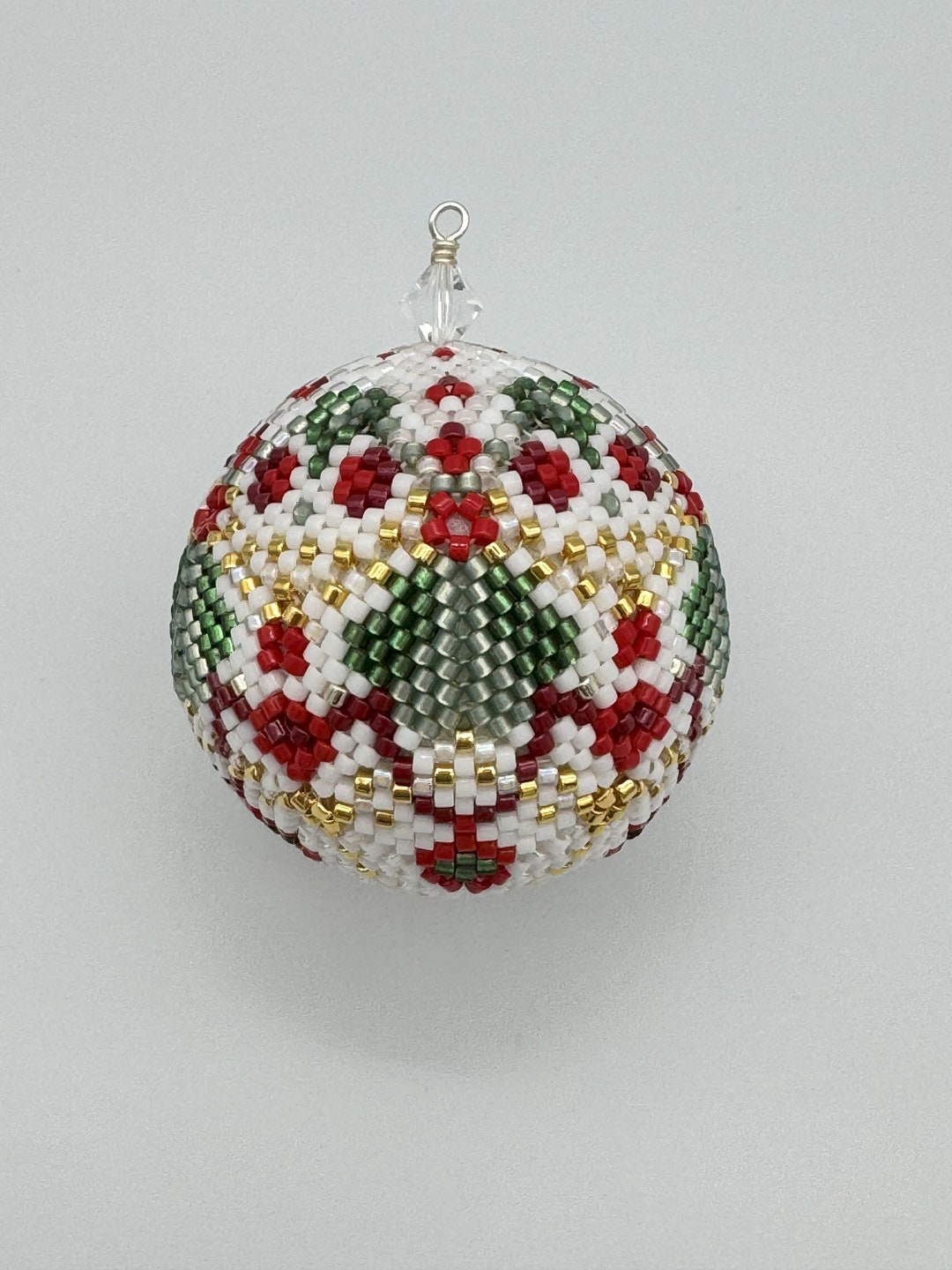 Festive Sampler Peyote Triangle Ball Ornament - Etsy