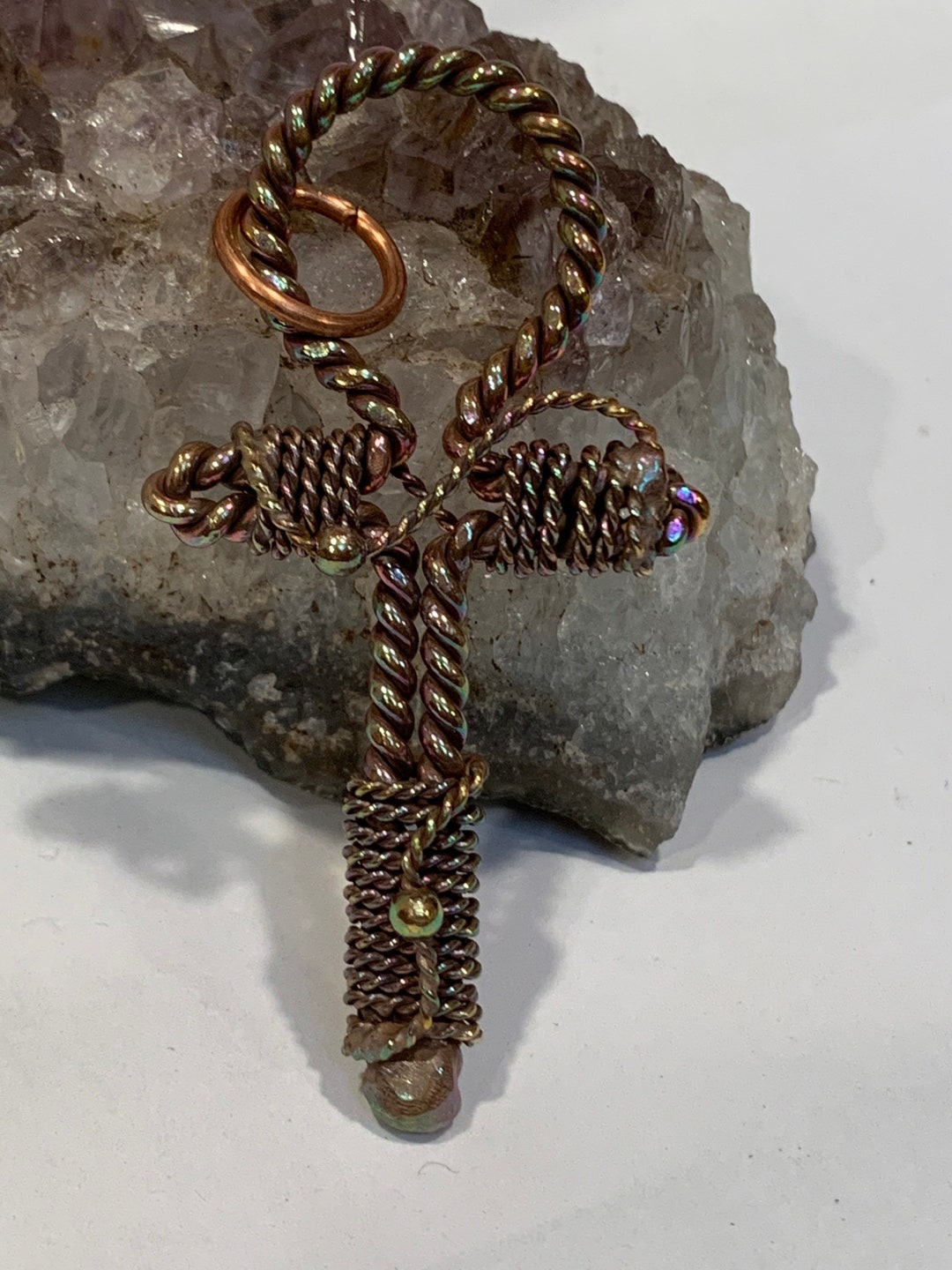 1/4 Empowerment Cubit Copper Tensor Energy Ankh Pendant With Two Tensor ...