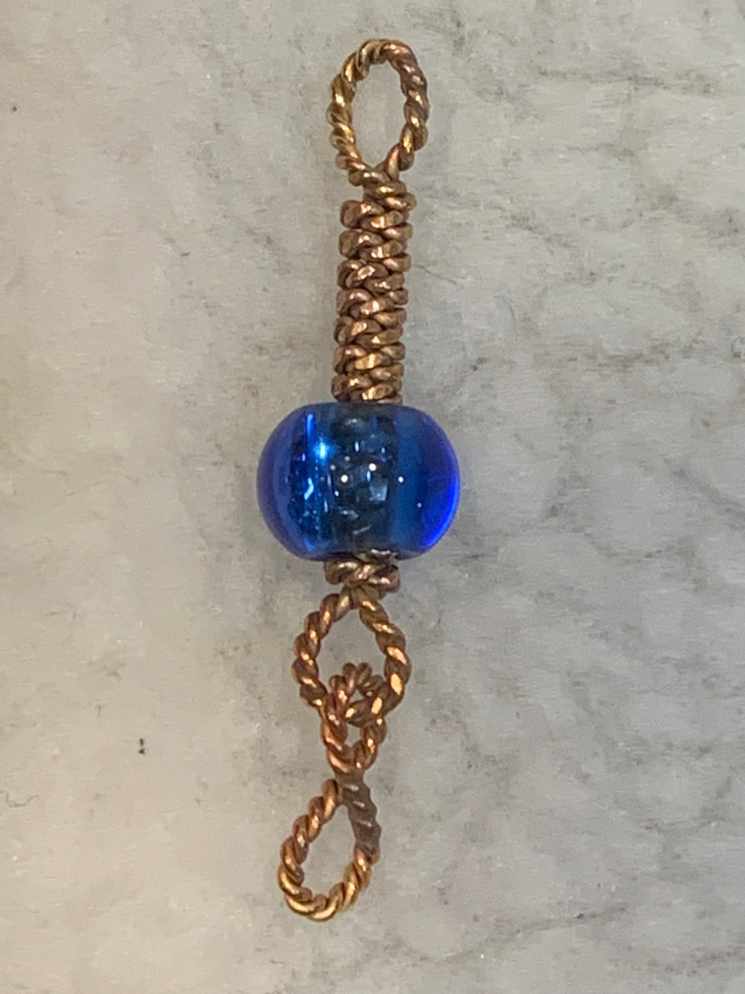 One Lost Cubit Copper Tensor Coil Energy Wand Pendant With Glass Bead ...