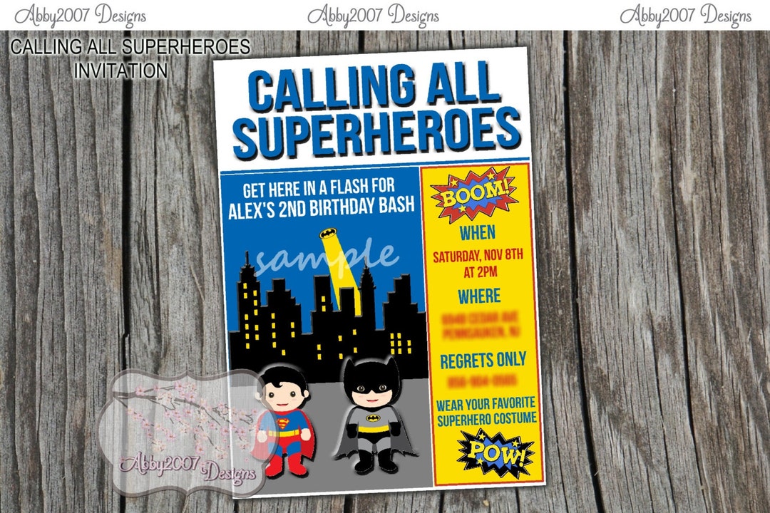 Calling All Superheroes Party Card DIGITAL FILE We Personalize - Etsy