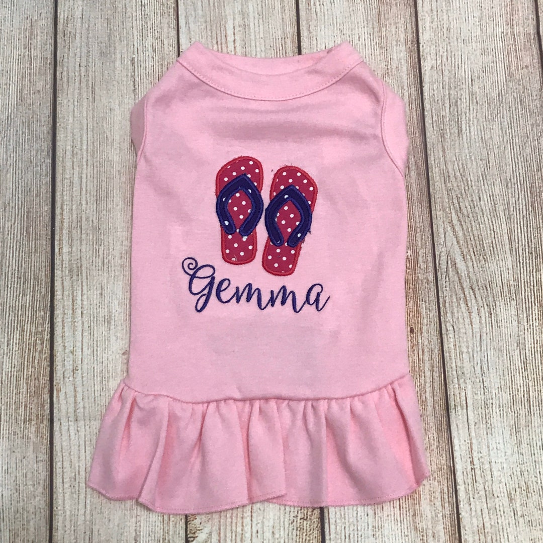 Dog Pet Monogram Shirt Dress, Flip Flop Sandal Name Shirt Monogram Cute ...