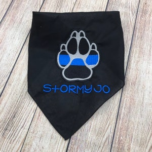 Thin Blue Line Paw Bandana, Police Dog, Back the Blue, Cute Puppy ...