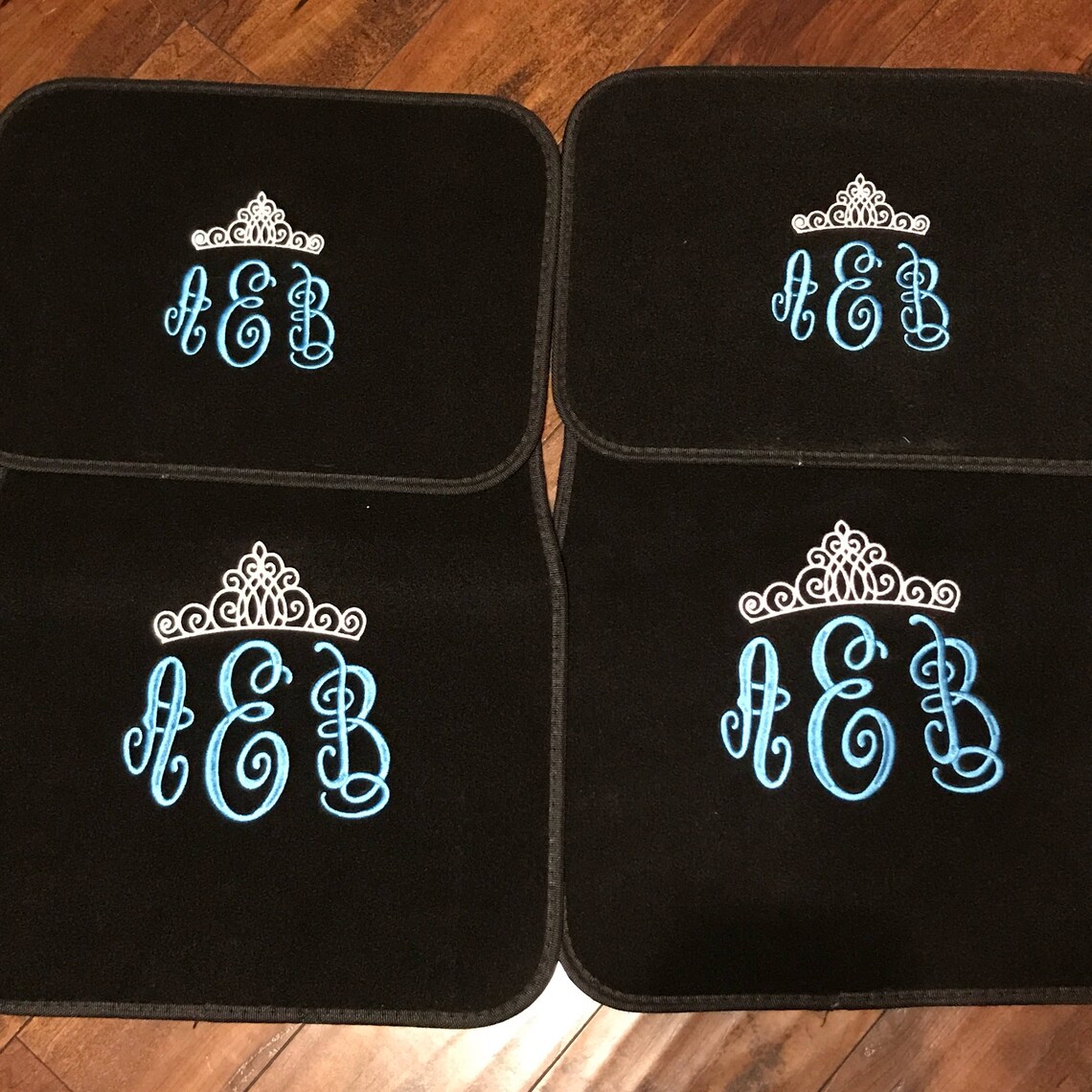 Monogrammed Car Floor Mats With Crown Set of 4 Mats New Teen | Etsy