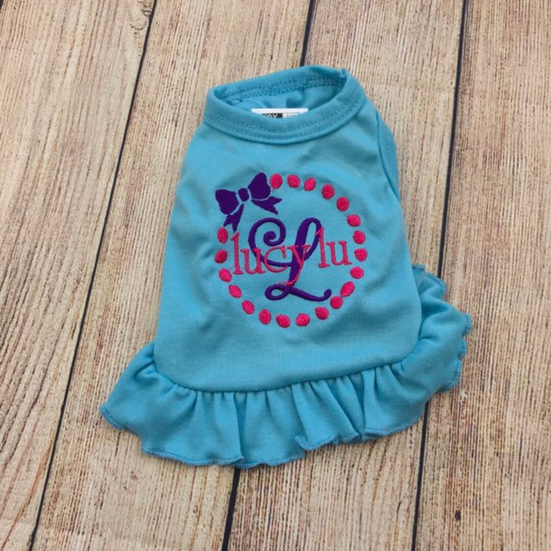 Dog Monogram Shirt Dress, Name Shirt or Dress, Custom Embroidery Dog ...
