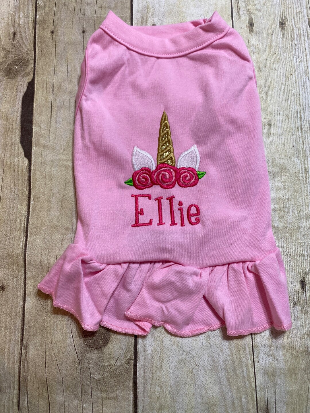 Dog Cute Outfit Shirt or Dress, Monogram Name Unicorn Small Pet Clothes ...
