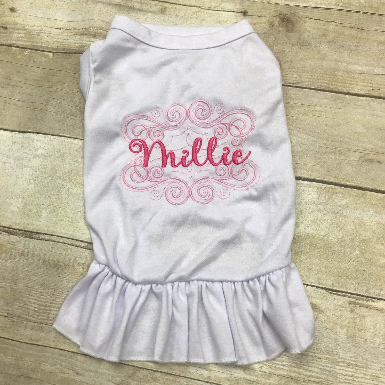 Pretty Pet Dog Dress, Monogrammed Custom Embroidered Dog Name With ...