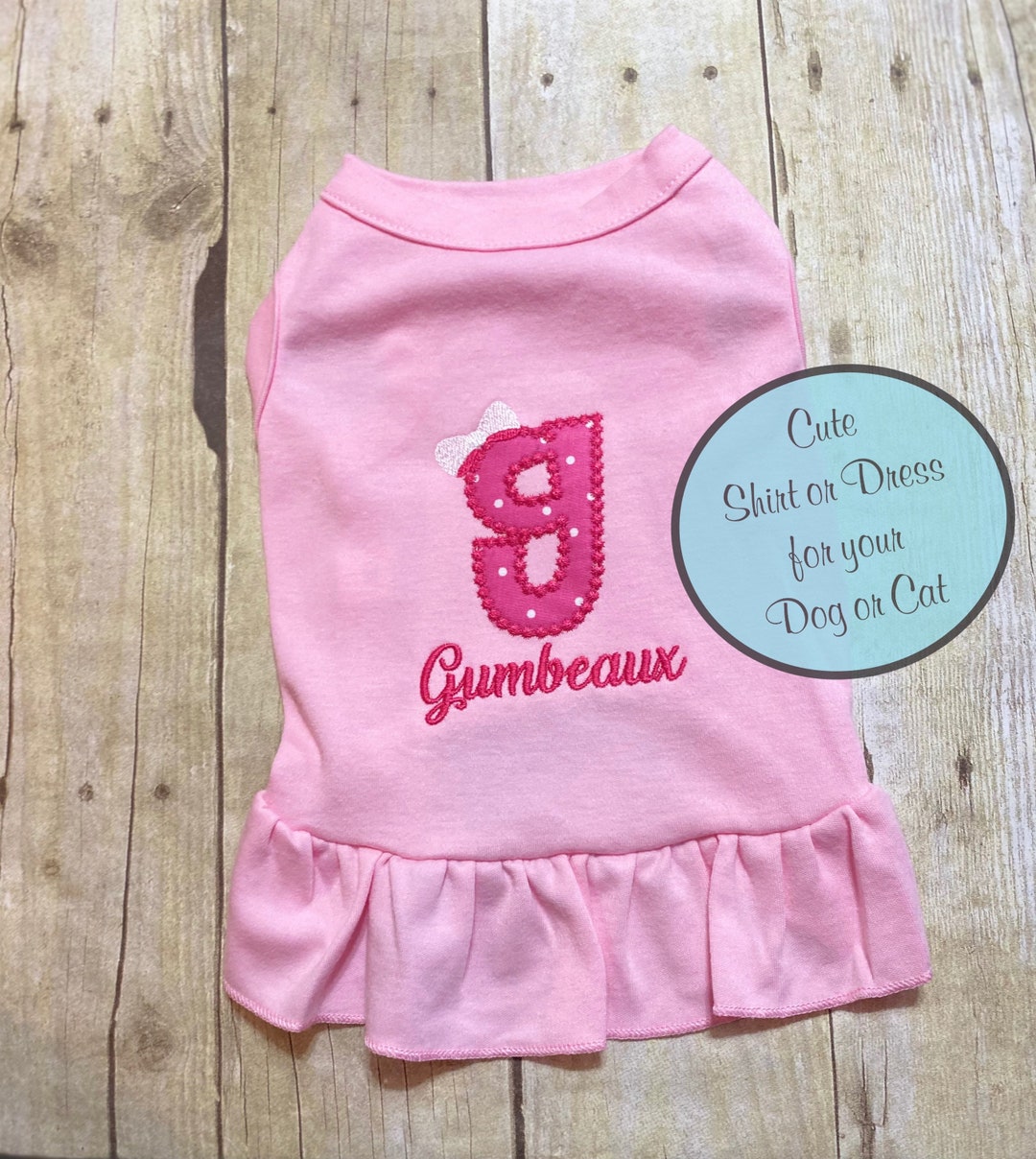Dog Monogram Shirt Dress, Pretty Puppy Name Dress, Puppy Clothes, Pet ...